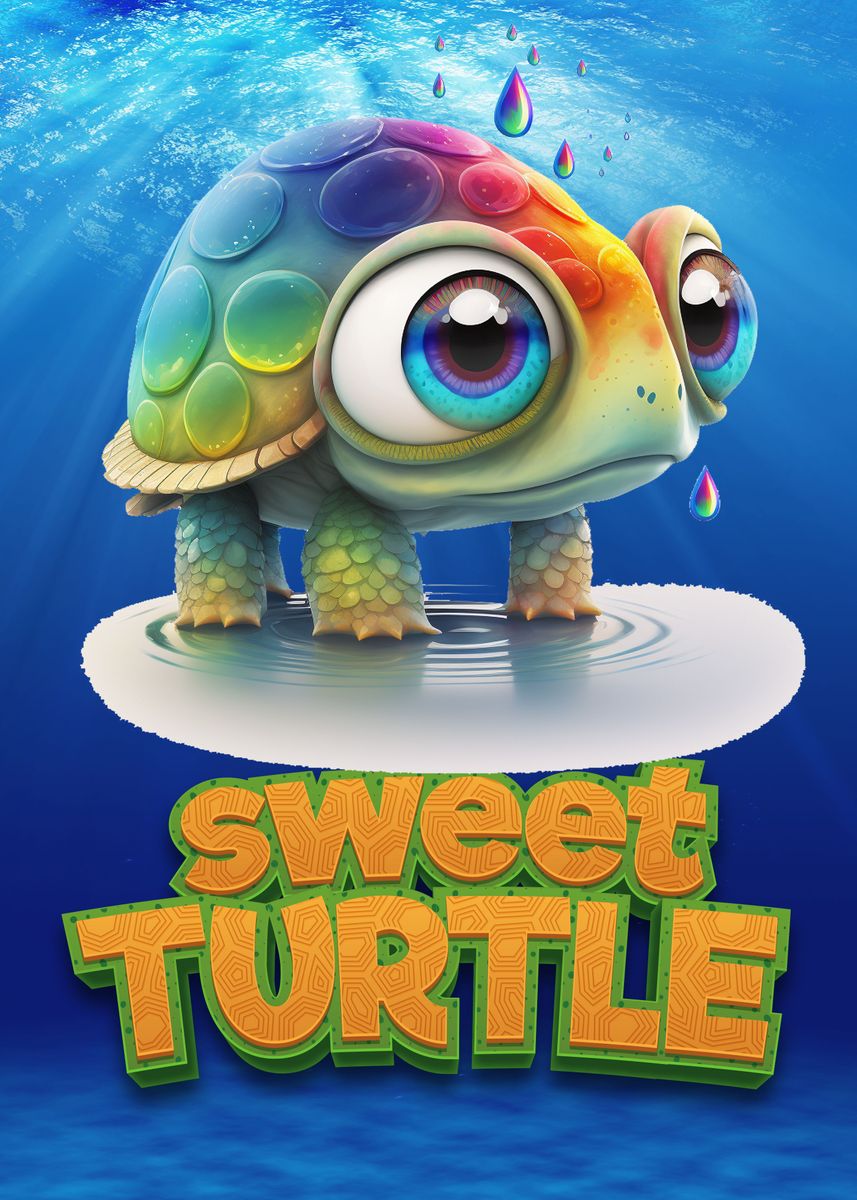 'confused little turtle' Poster, picture, metal print, paint by Stefan ...