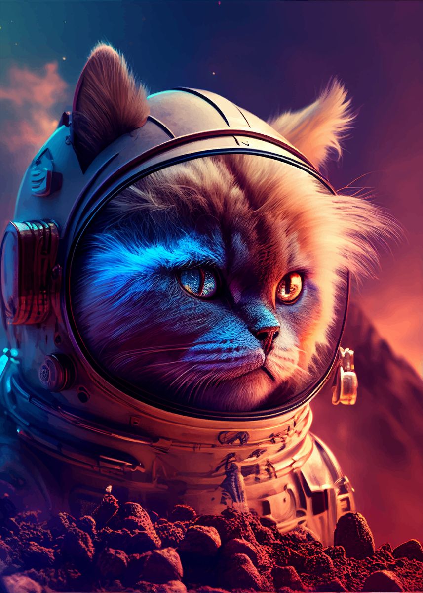 'Space Ragdoll Cat 2' Poster, picture, metal print, paint by Digital ...