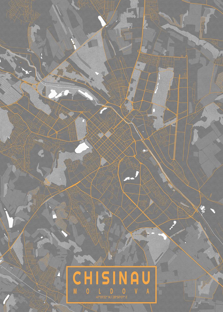 'Chisinau City Map Bauhaus' Poster, picture, metal print, paint by ...