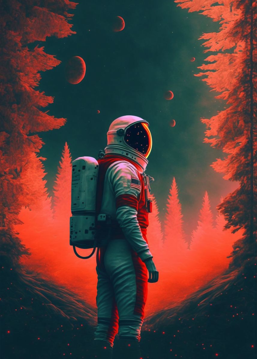 'Astronaut watches the sky' Poster, picture, metal print, paint by ...