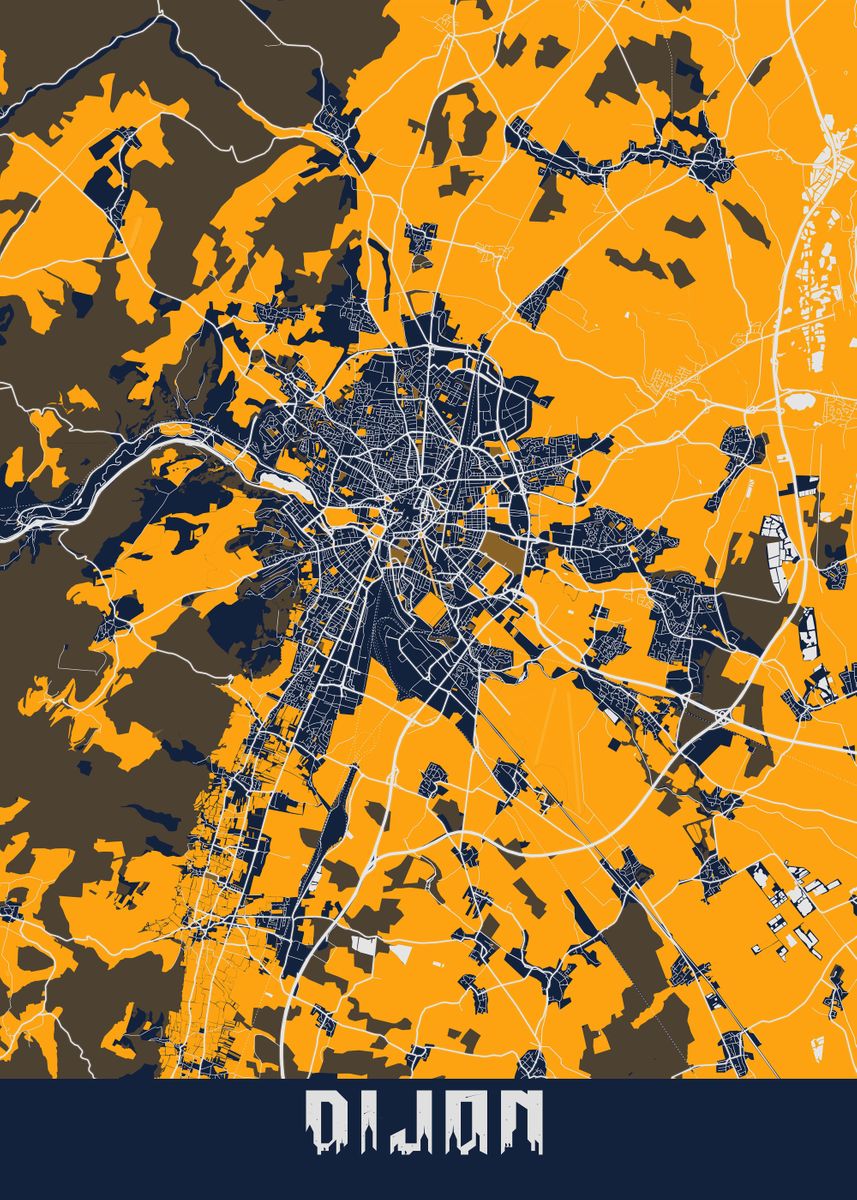 'Dijon Map' Poster, picture, metal print, paint by Mccyle Khan | Displate