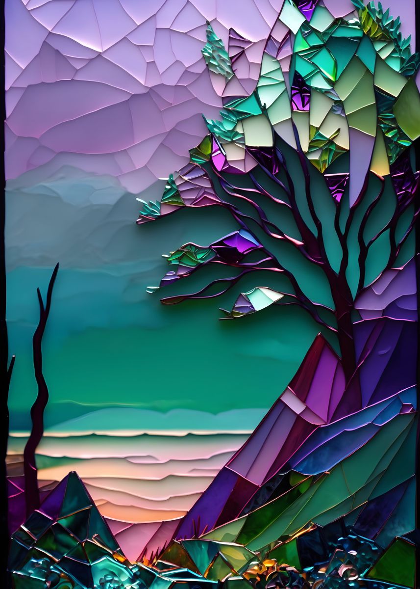 'Glass Shards Landscape' Poster, picture, metal print, paint by Alfred ...