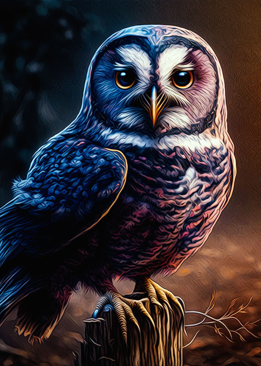 'Owl' Poster, picture, metal print, paint by Tiker Arts | Displate