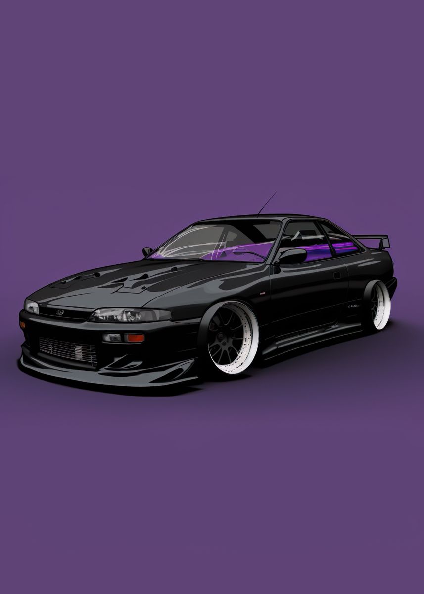 'Nissan Silvia S14' Poster, picture, metal print, paint by Sebastian ...