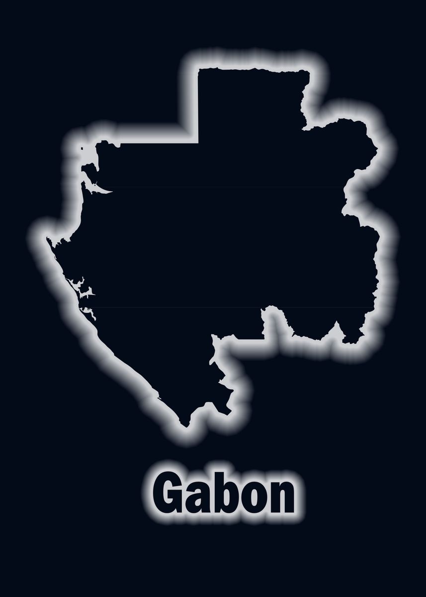 'Gabon map glow ' Poster, picture, metal print, paint by mystery box ...