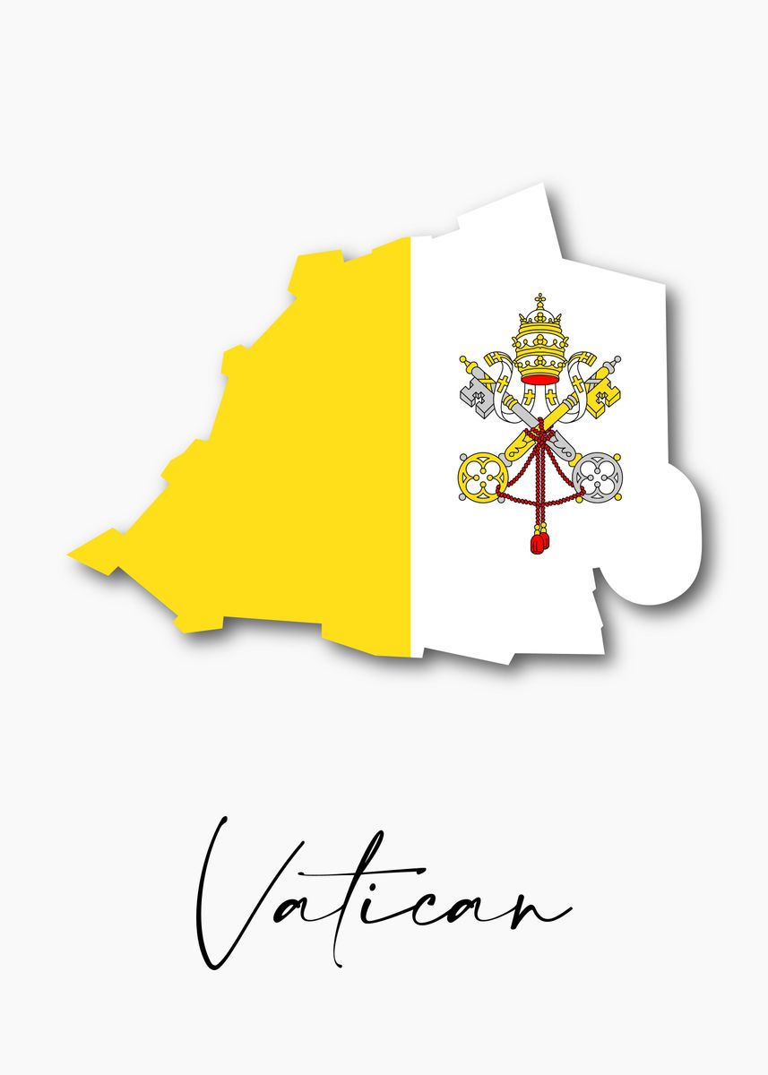 'Vatican Country Map Flag' Poster, picture, metal print, paint by ...