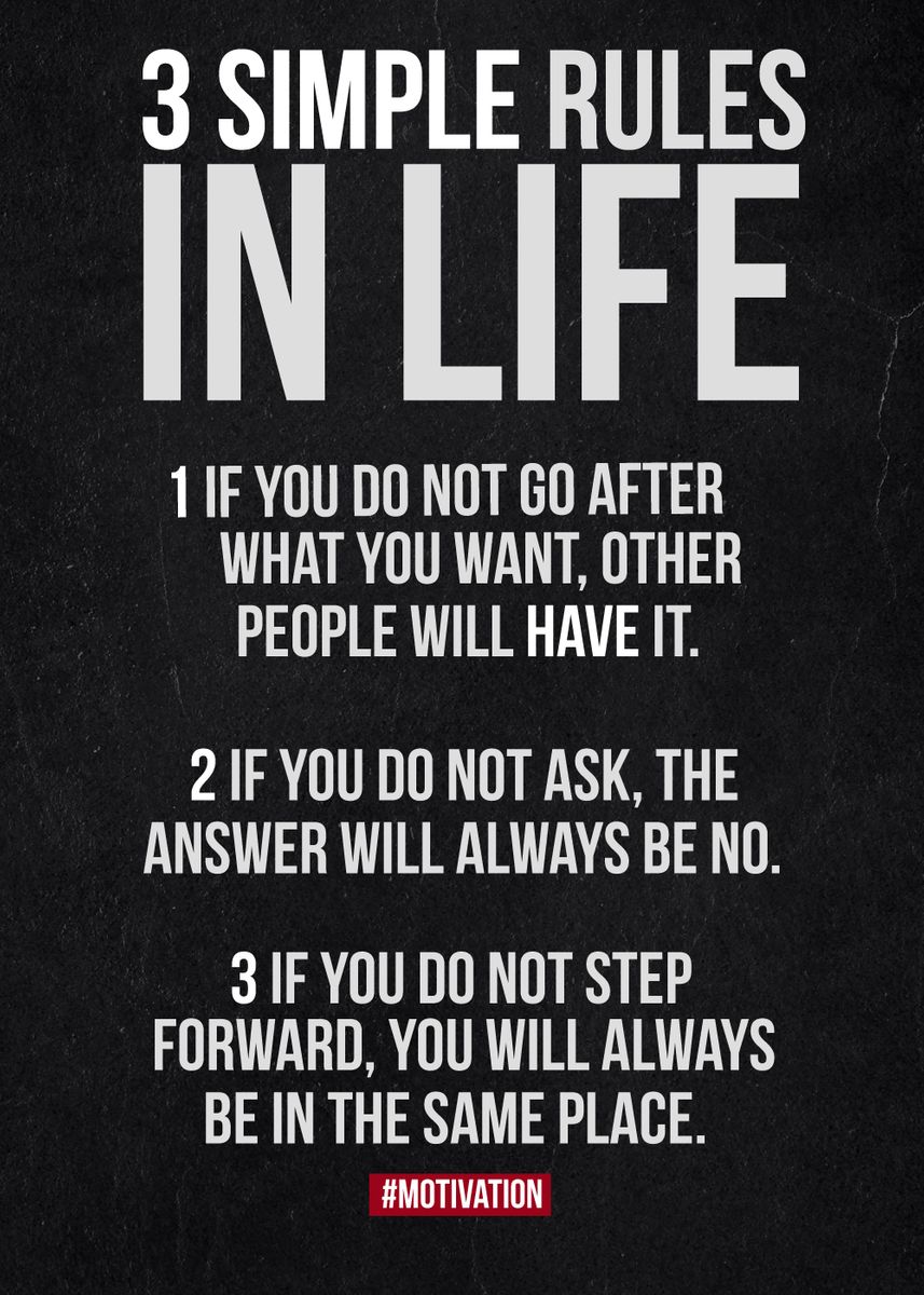 '3 simple rules' Poster, picture, metal print, paint by Motivation ...