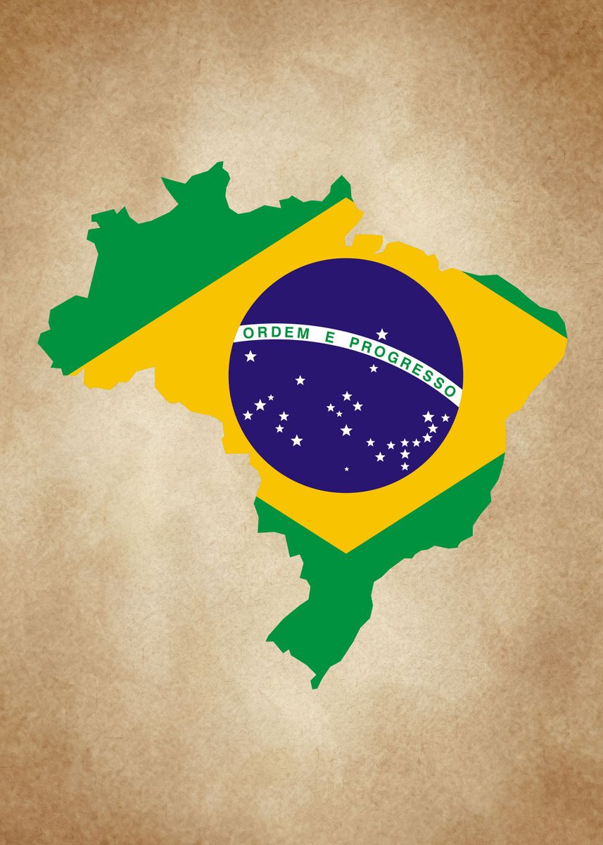 'Brazil vintage map' Poster, picture, metal print, paint by shiner ...