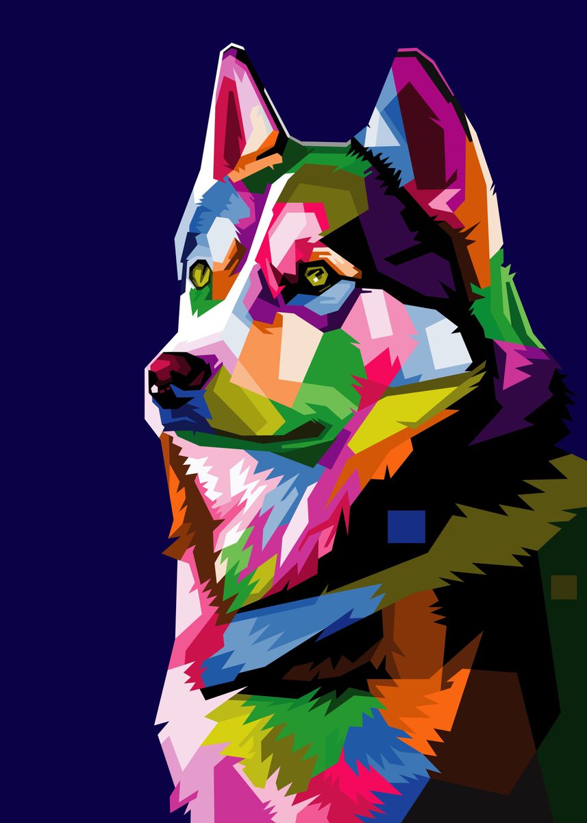 'colorful dog vector' Poster, picture, metal print, paint by Dadan ...
