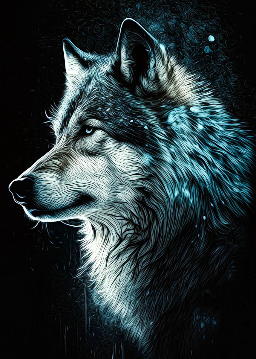 'Wolf' Poster, picture, metal print, paint by Tiker Arts | Displate