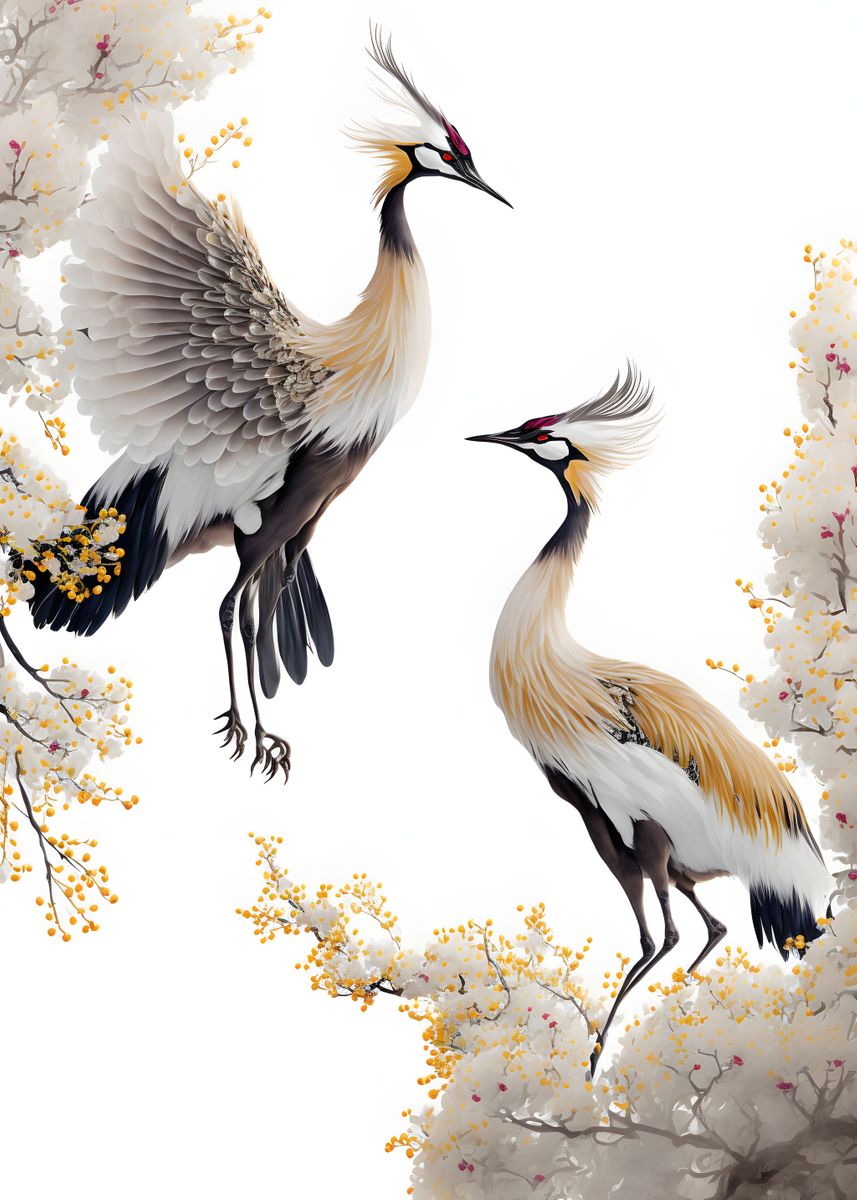 'Common Cranes' Poster, picture, metal print, paint by Alfred Ipkis ...