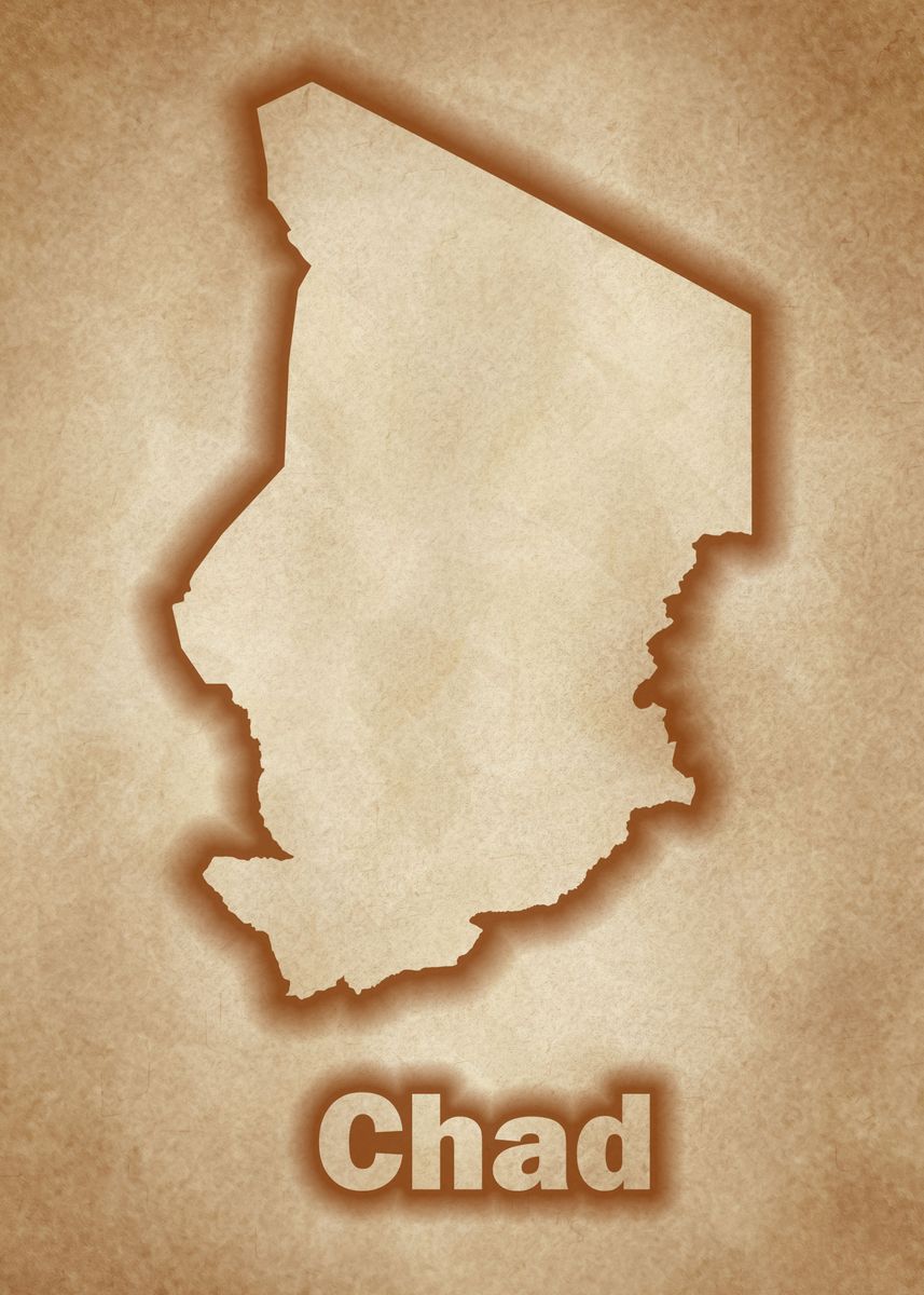 'Chad map vintage glow' Poster, picture, metal print, paint by The ...