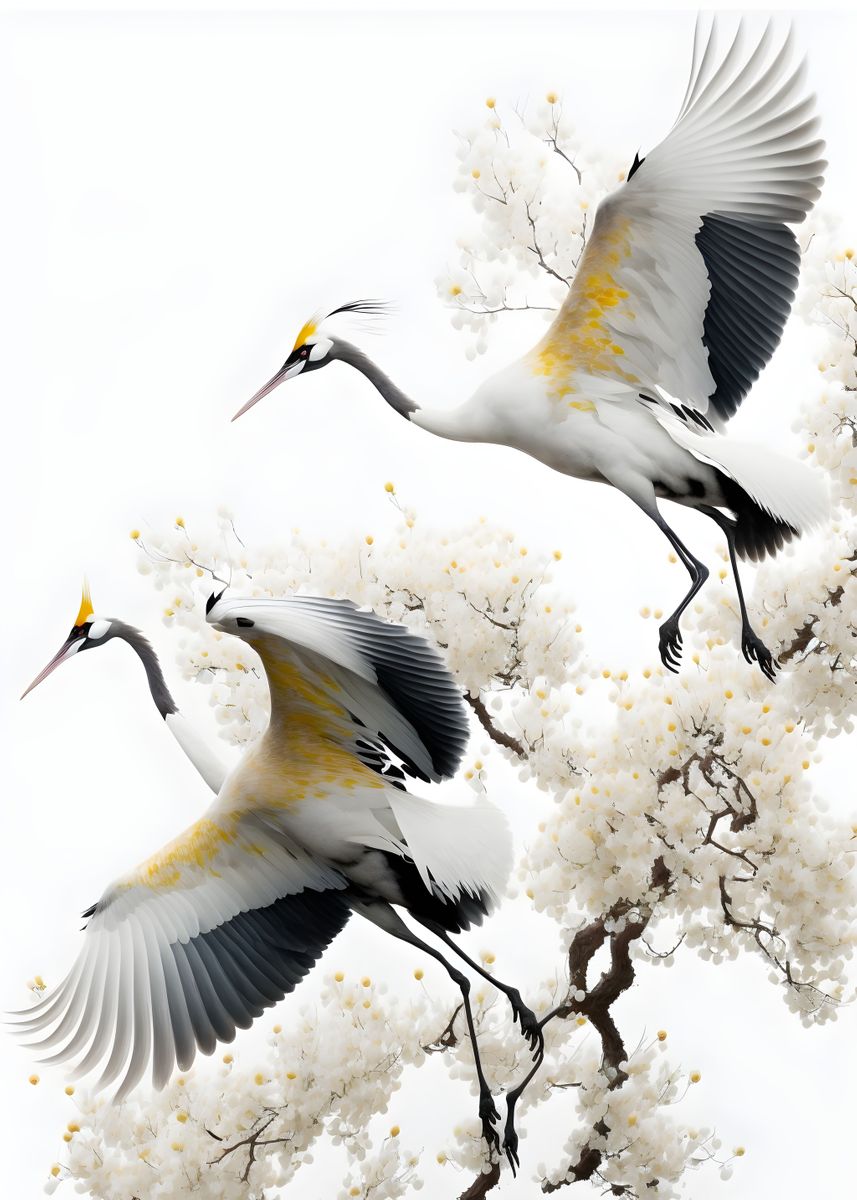 'Common Cranes' Poster, picture, metal print, paint by Alfred Ipkis ...
