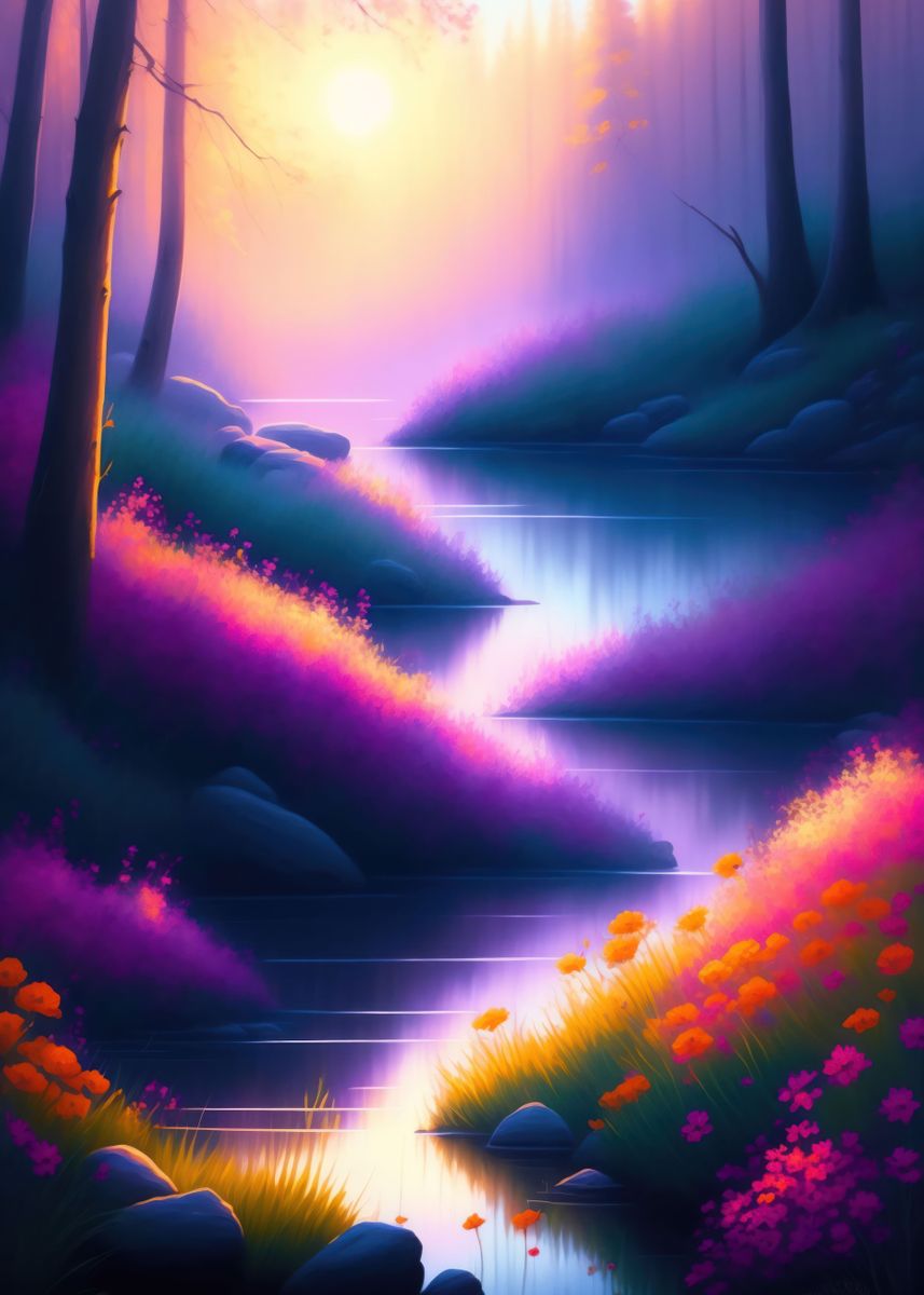 'colorful forest' Poster, picture, metal print, paint by SplashDesign ...