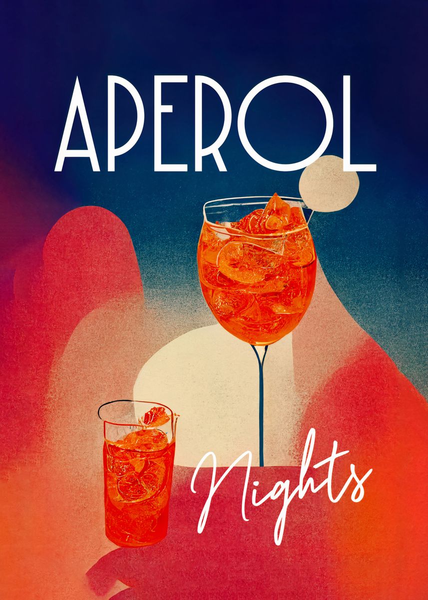 'Aperol Spritz Nights Retro' Poster by SipCircle | Displate