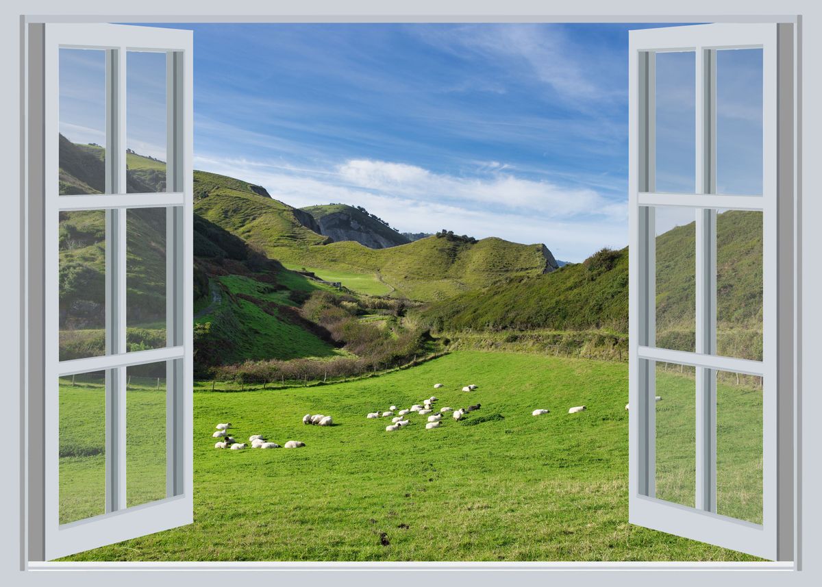 'Open window landscape' Poster by Vicen | Displate