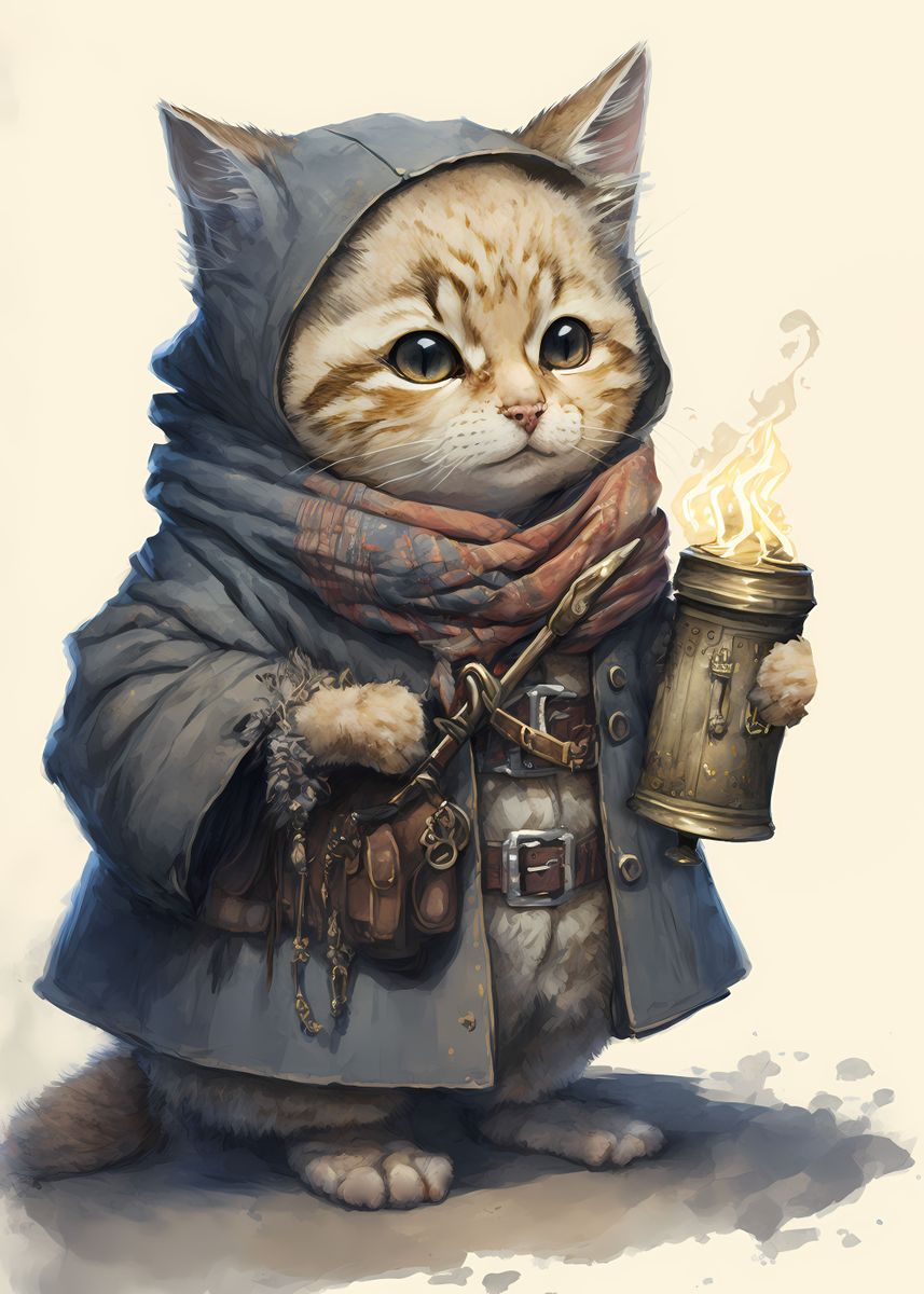 'Brave Kitten Journey' Poster, picture, metal print, paint by Hatless ...