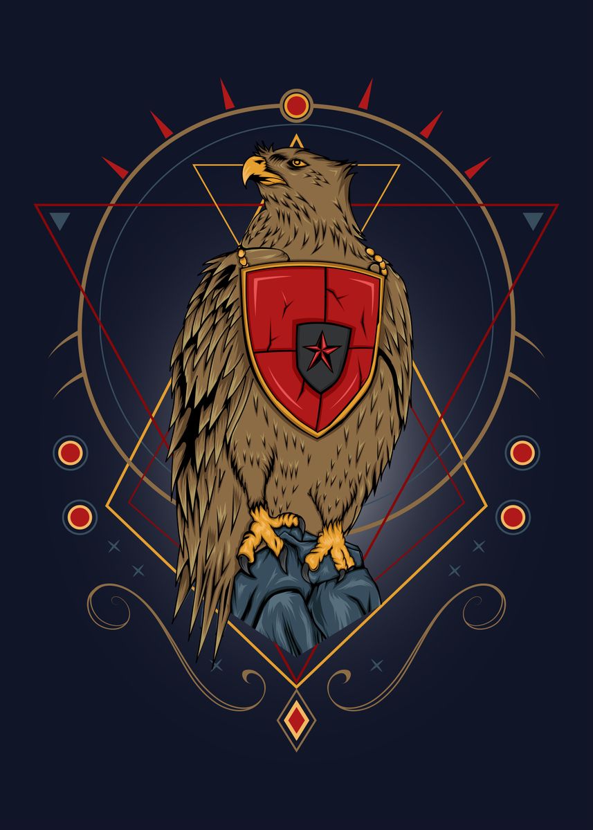 'The falcon illustration' Poster, picture, metal print, paint by Agora ...