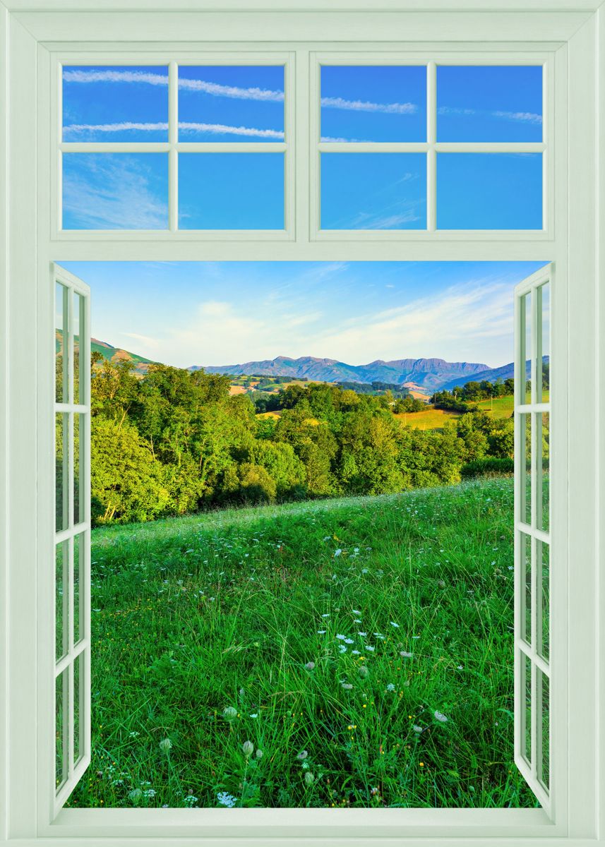 'Open window landscape' Poster, picture, metal print, paint by Vicen ...