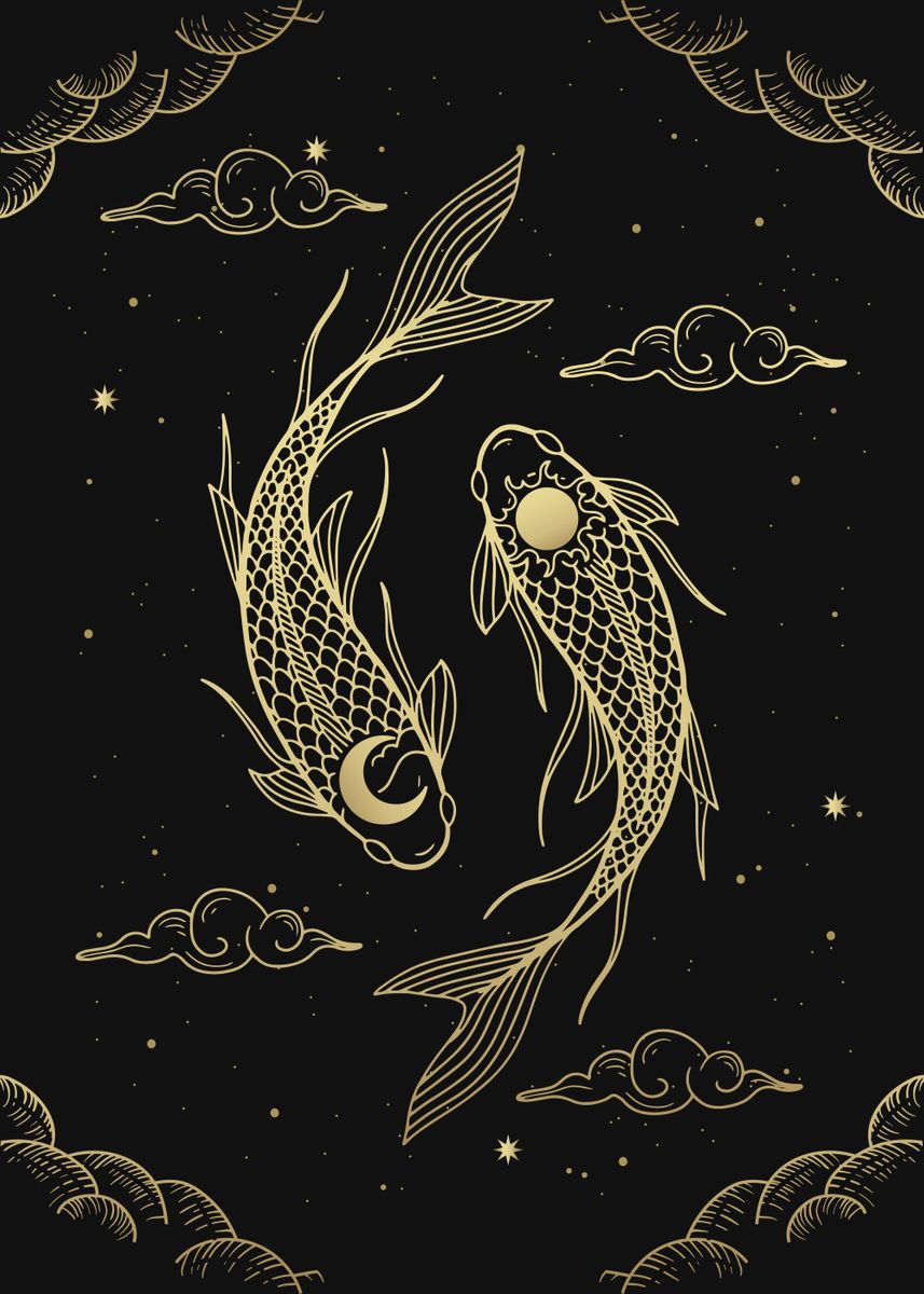 'Koi Fish Yin Yang' Poster, picture, metal print, paint by Faissal ...