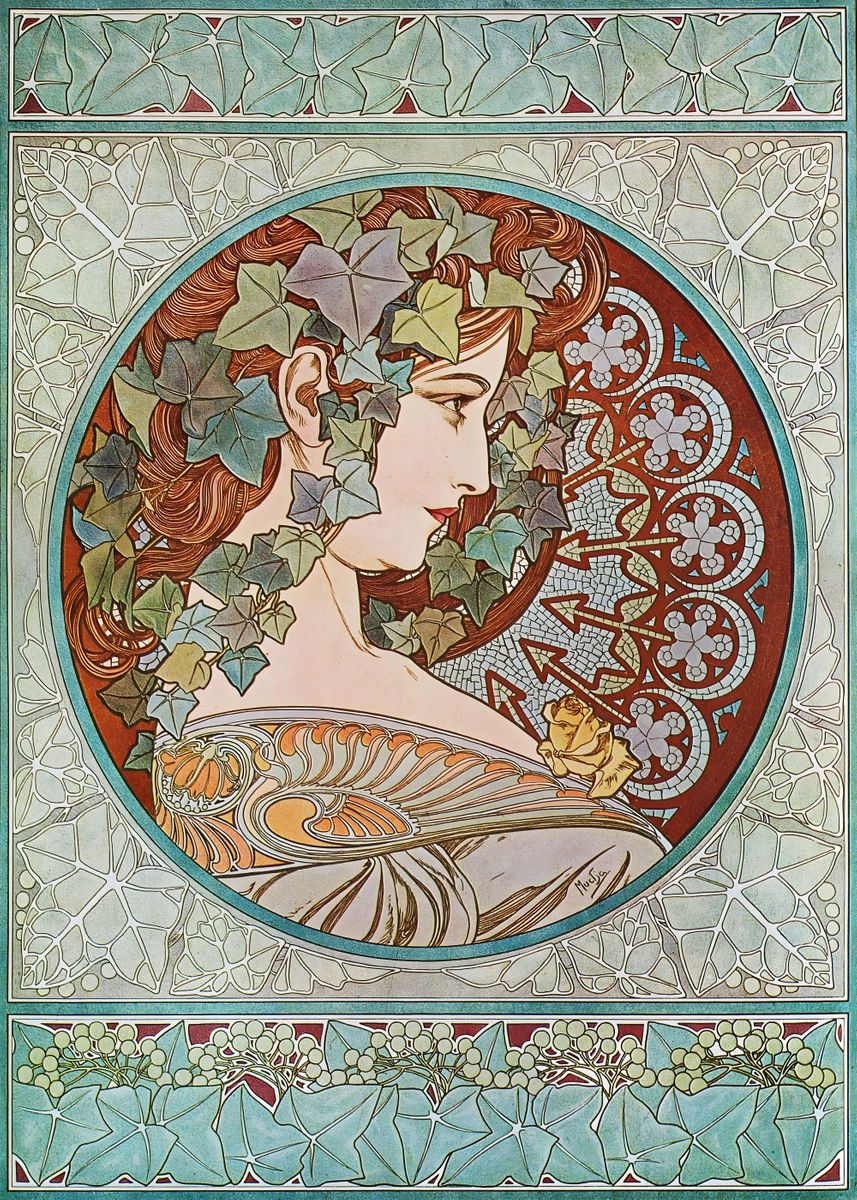 'Alphonse Mucha Erin' Poster, picture, metal print, paint by Vintage ...