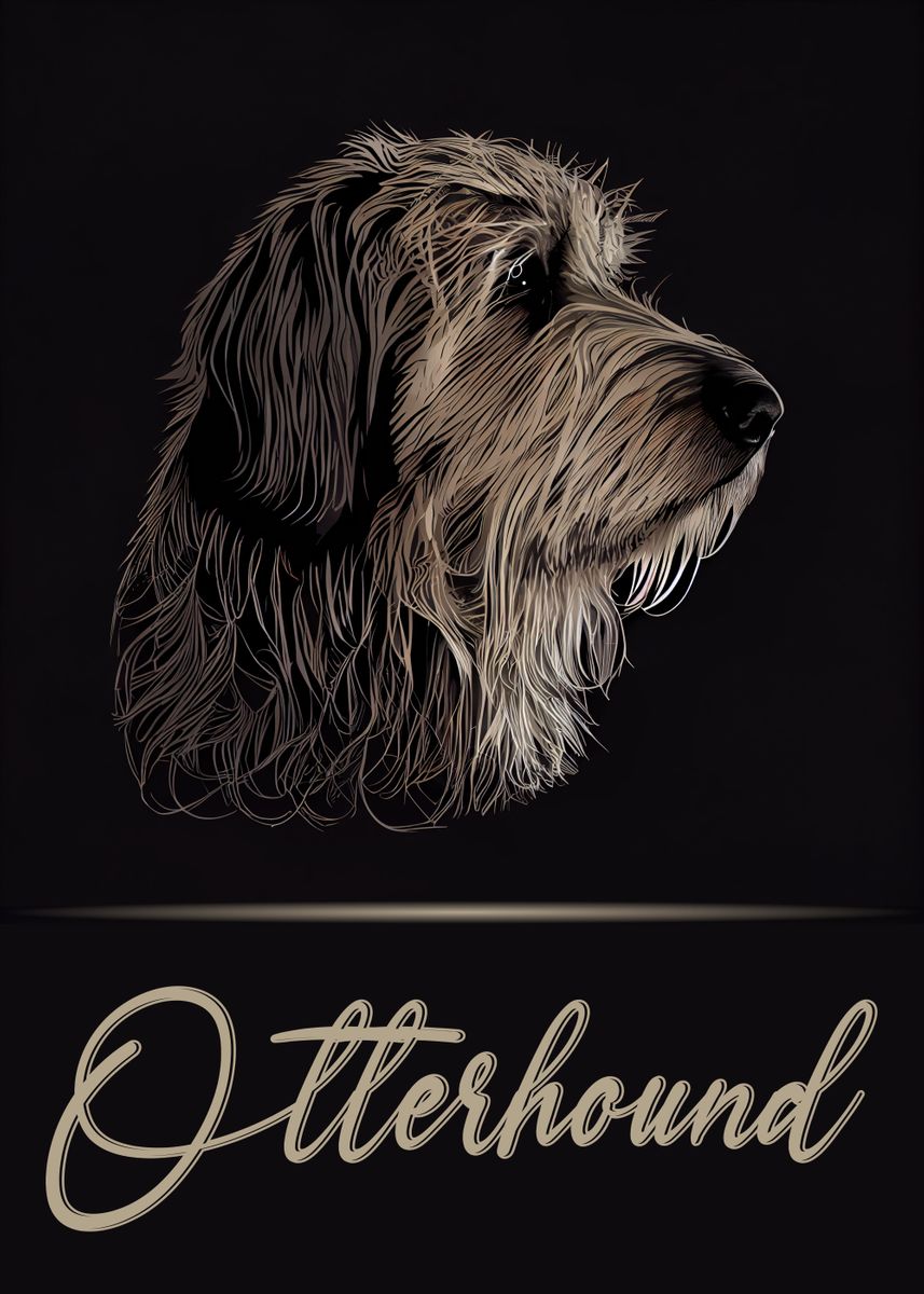 'Otterhound Portrait' Poster, picture, metal print, paint by Artistic Paradigms | Displate