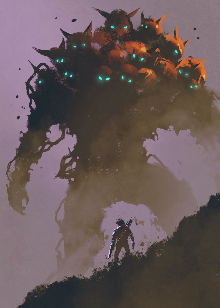 'Warrior vs Giant' Poster by Color Art | Displate