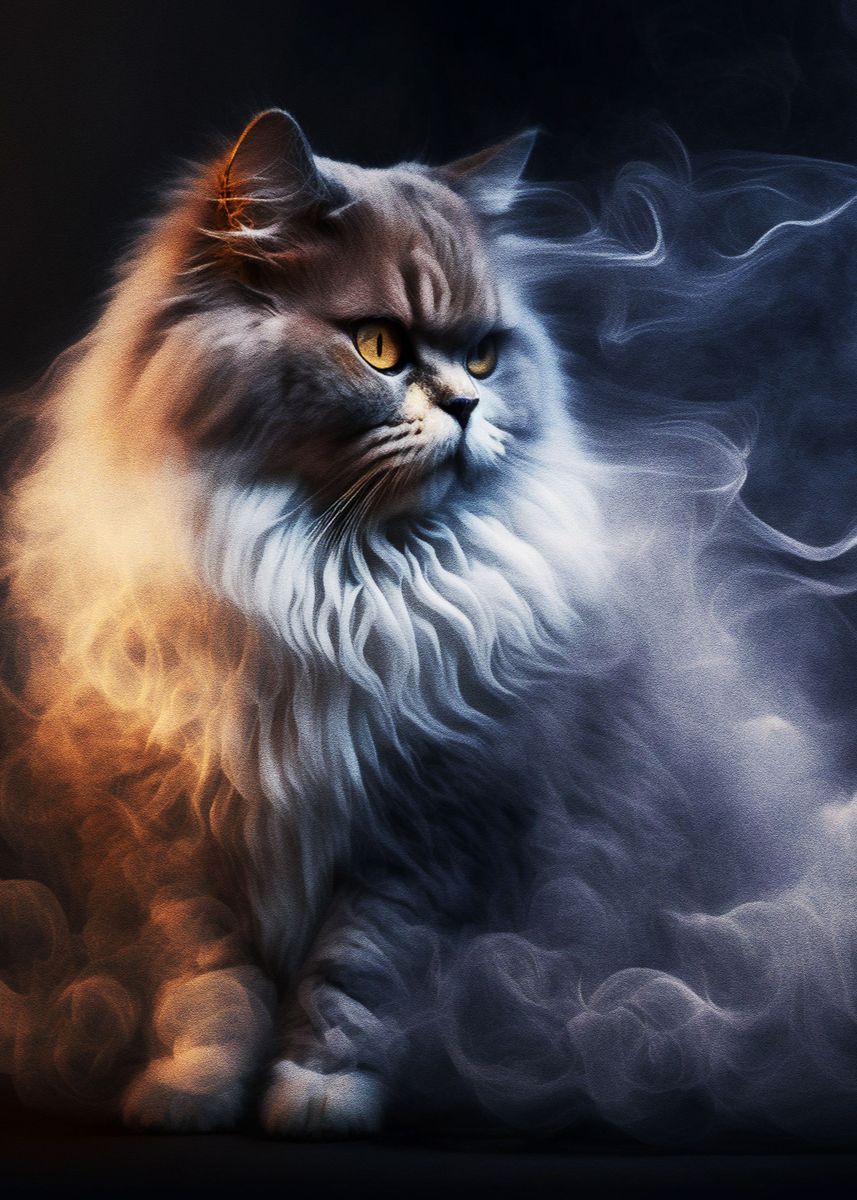 'Smoke Art Cat' Poster, picture, metal print, paint by Coffee Design ...