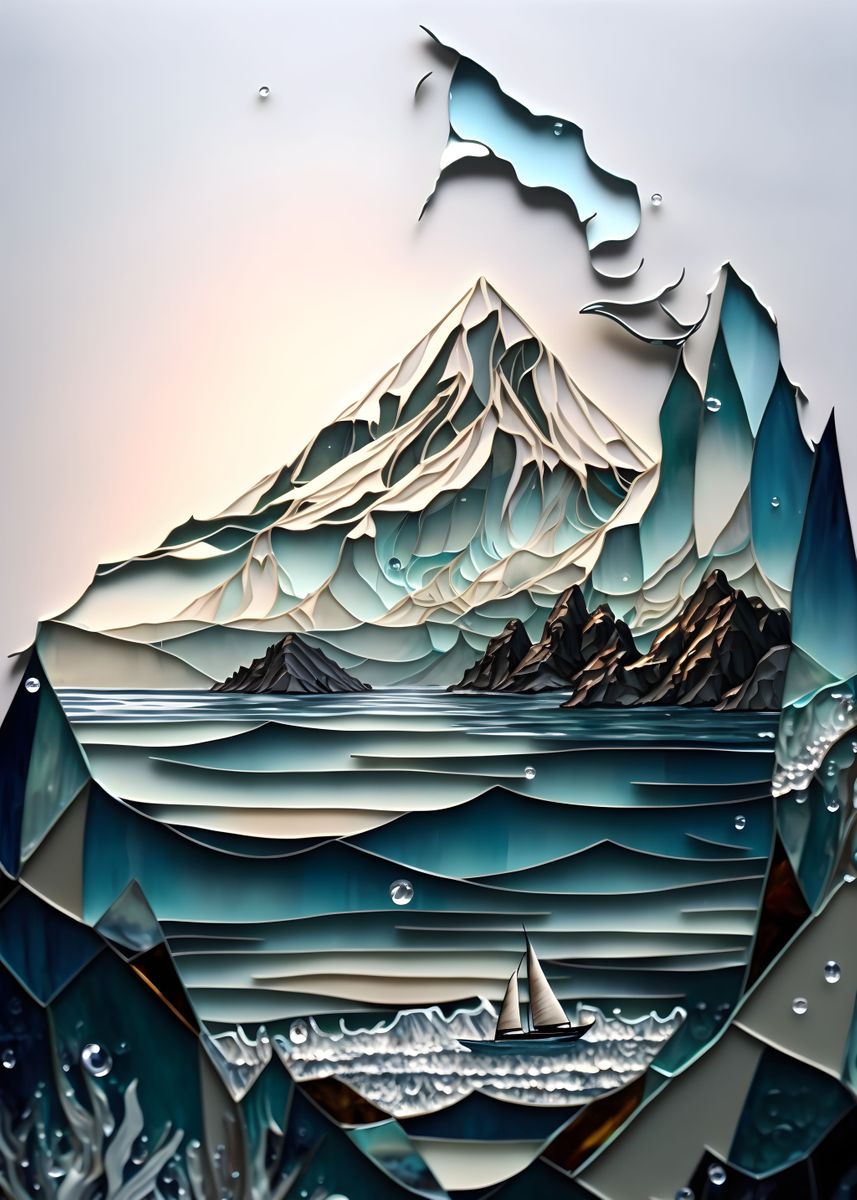 'Glass Shards Landscape' Poster, picture, metal print, paint by Alfred ...