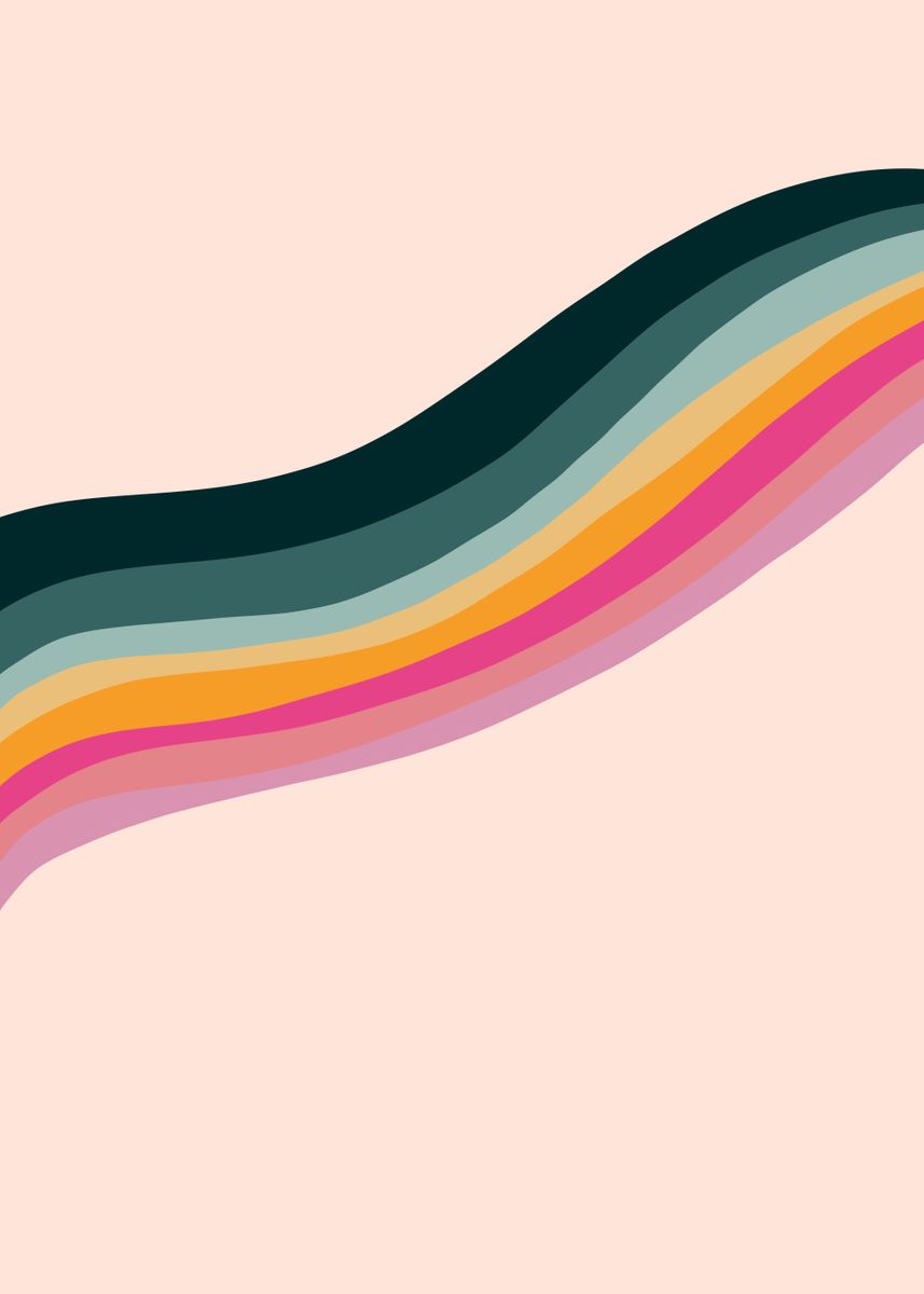 'Retro Rainbow Wave 1' Poster, picture, metal print, paint by Anita's ...