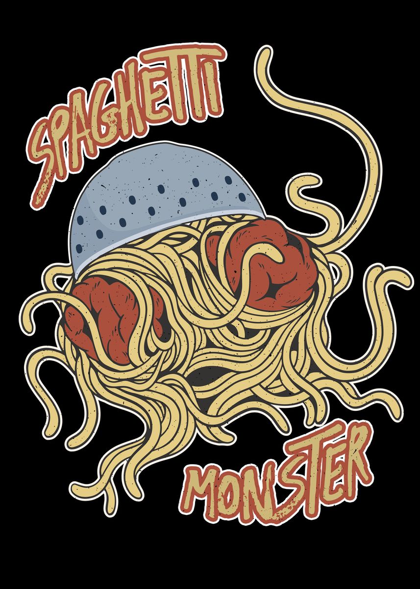 'Spaghetti Monster Funny' Poster, picture, metal print, paint by Chris ...