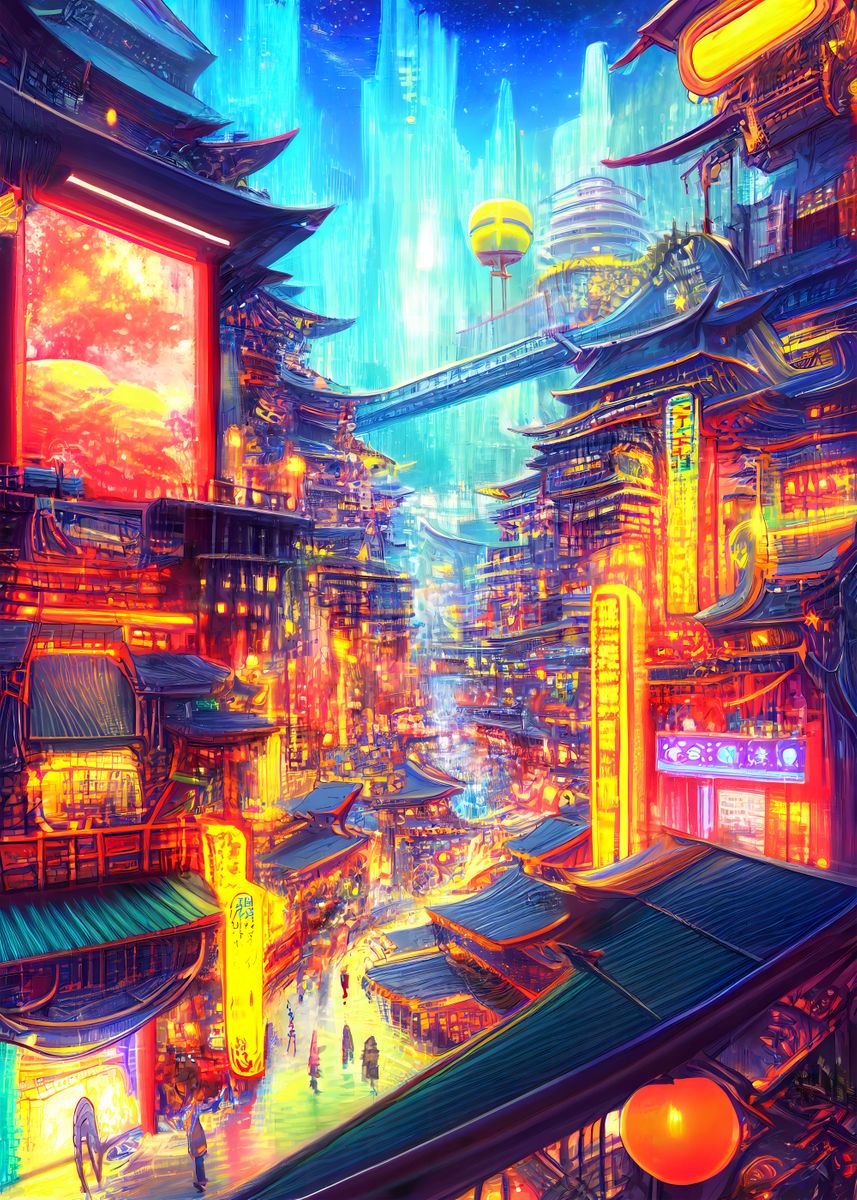 'Asian Future City' Poster, picture, metal print, paint by Digital Arts ...