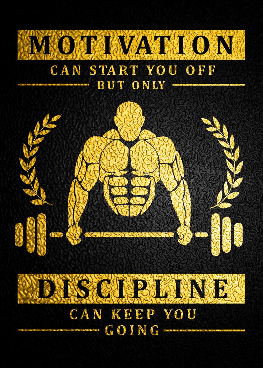 'Discipline Gym Quote' Poster, picture, metal print, paint by Reality ...