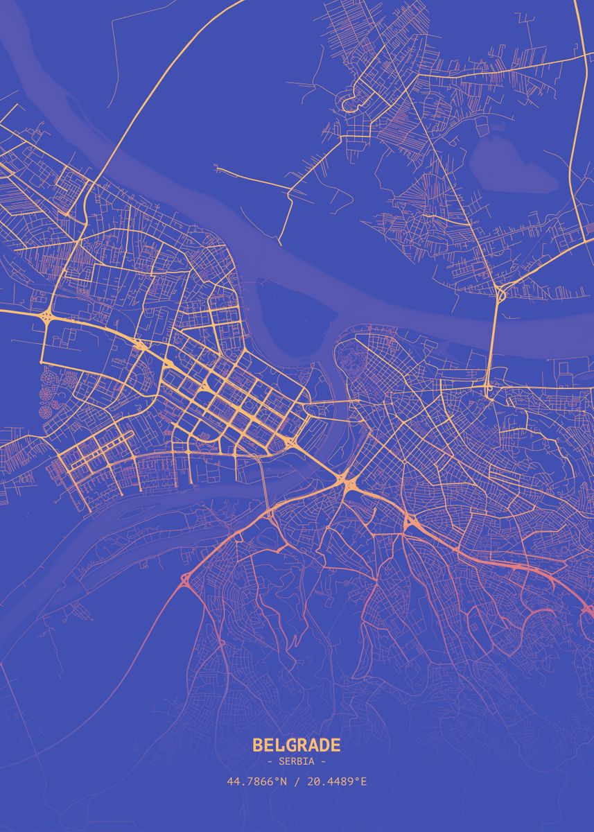 'Belgrade Map' Poster, picture, metal print, paint by Hatless Luffy ...