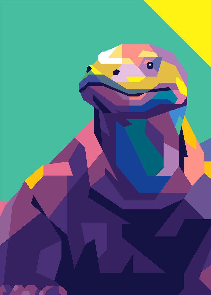 'Komodo Dragon' Poster, picture, metal print, paint by Indra | Displate