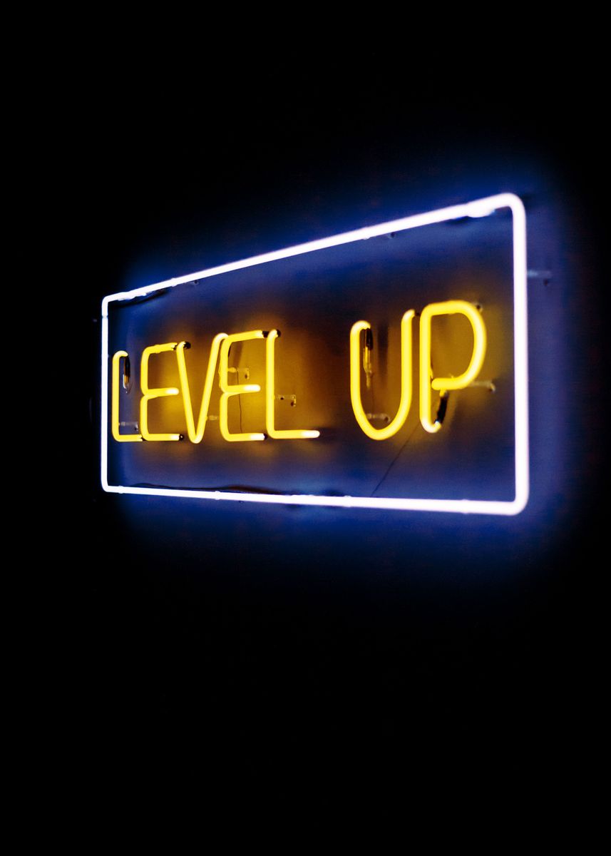 'Level Up Neon Light Art' Poster, picture, metal print, paint by SALOX ...