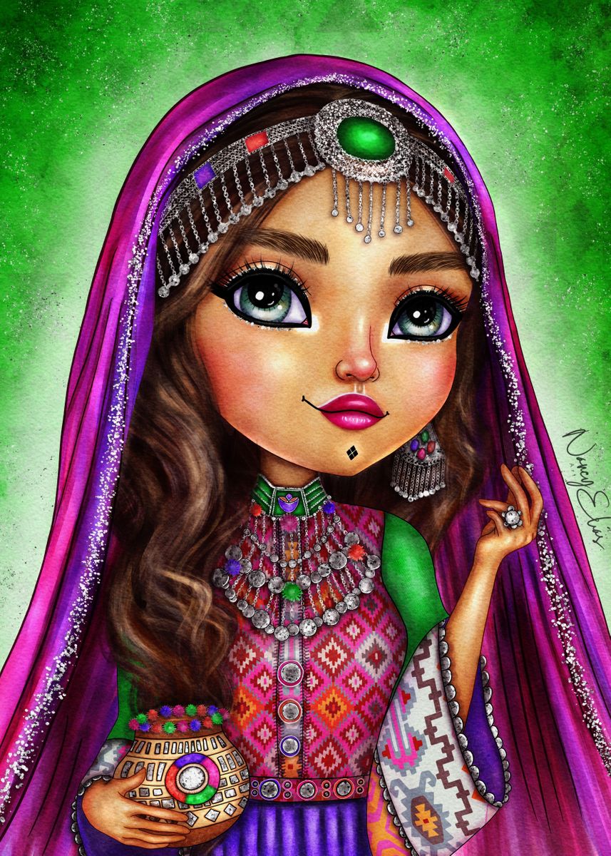 'Beautiful Afghan Girl' Poster, picture, metal print, paint by Nancy ...