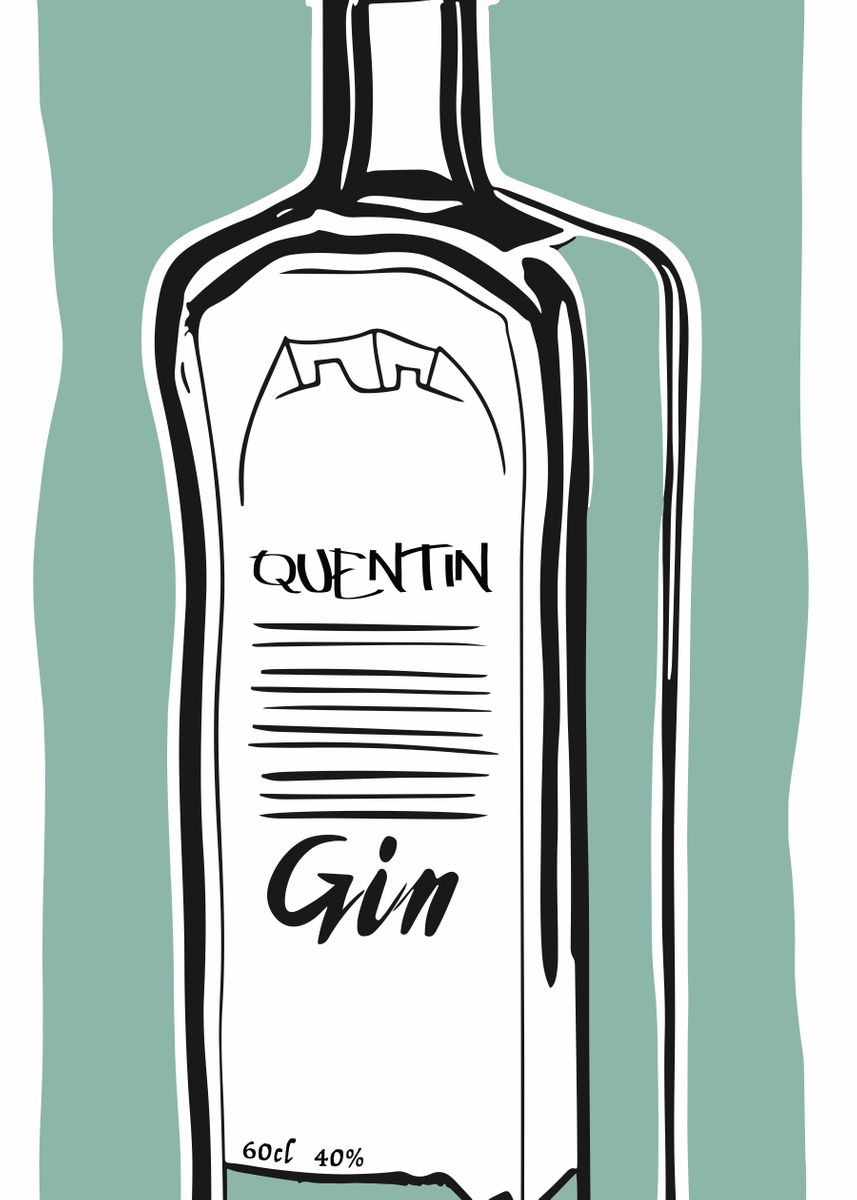 'Gin Bottle Poster' Poster, picture, metal print, paint by ...