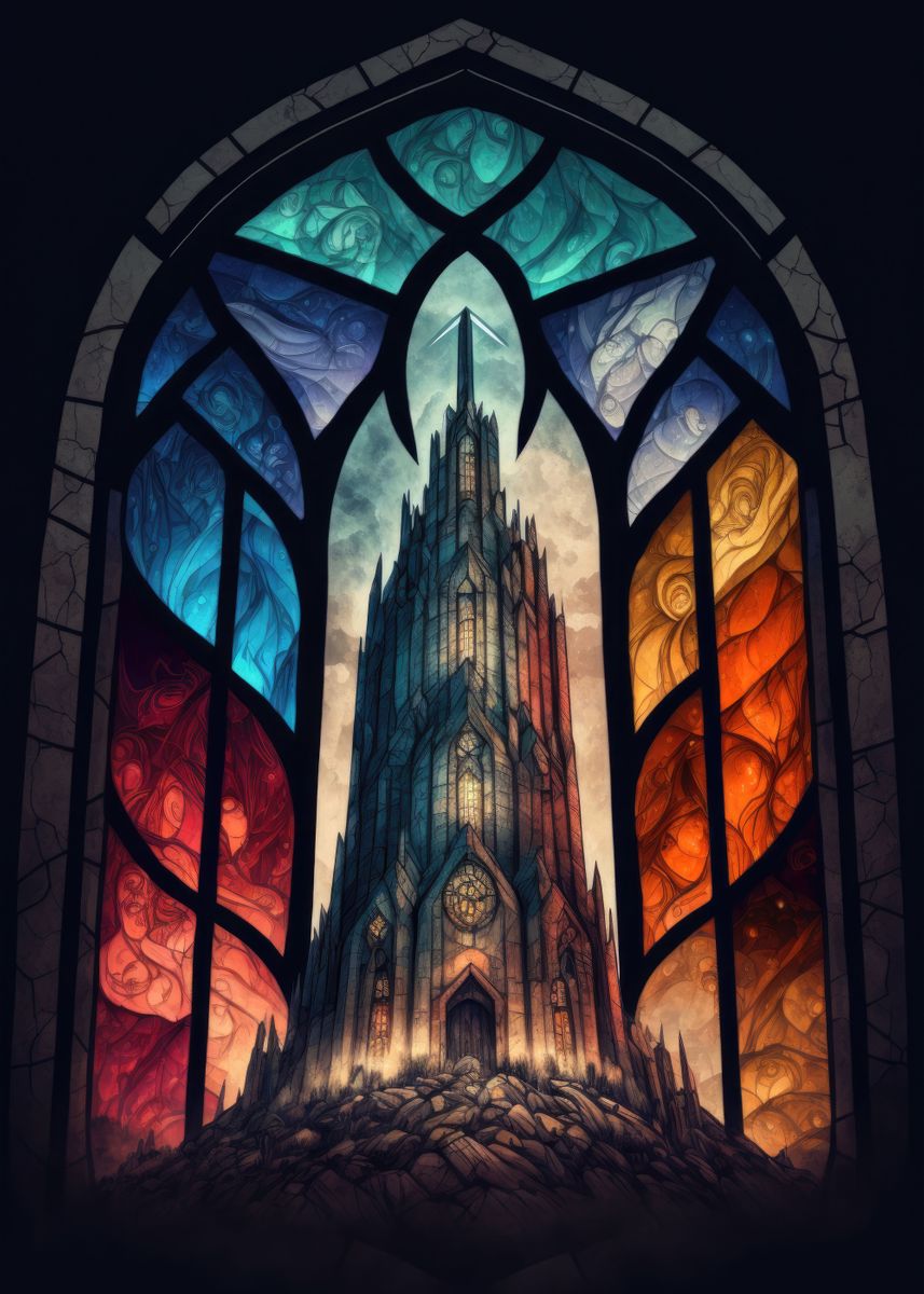 'Stained Glass Cathedral' Poster, picture, metal print, paint by ...