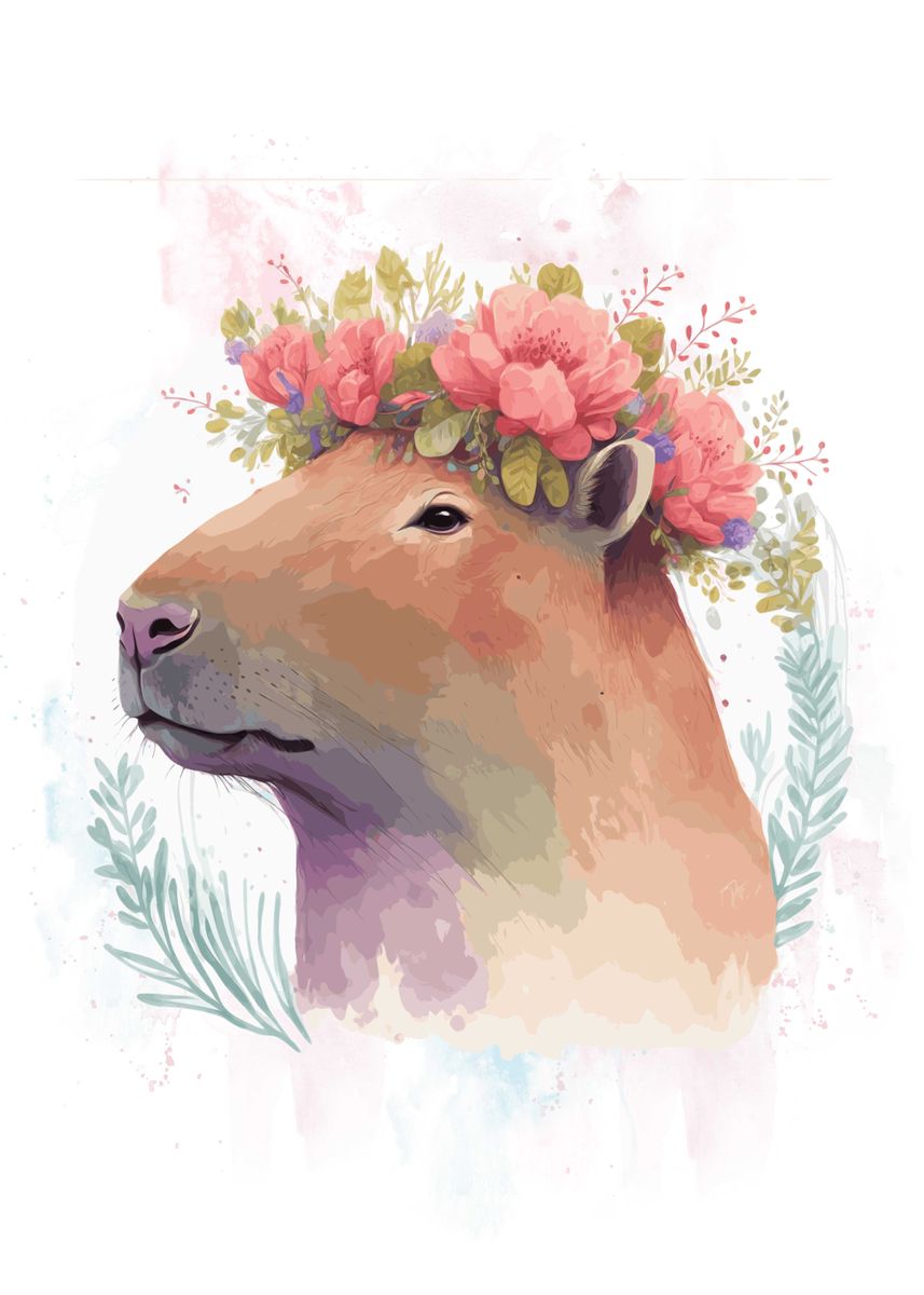'Watercolor Capybara Art' Poster, picture, metal print, paint by ...