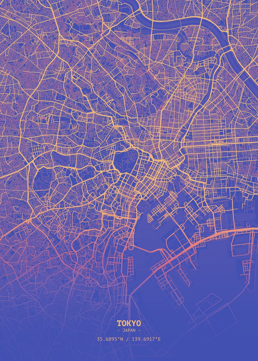 'Tokyo Map' Poster, picture, metal print, paint by Hatless Luffy | Displate