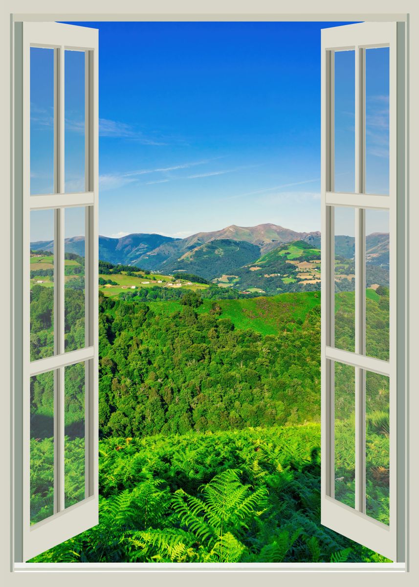 'Open window view mountain' Poster by Vicen Design | Displate