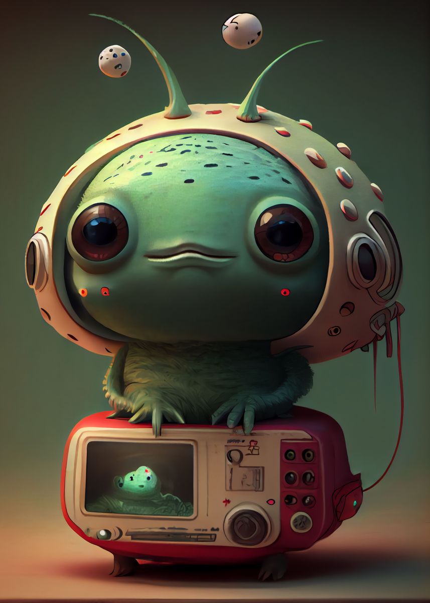 'Tiny little alien baby' Poster, picture, metal print, paint by ...