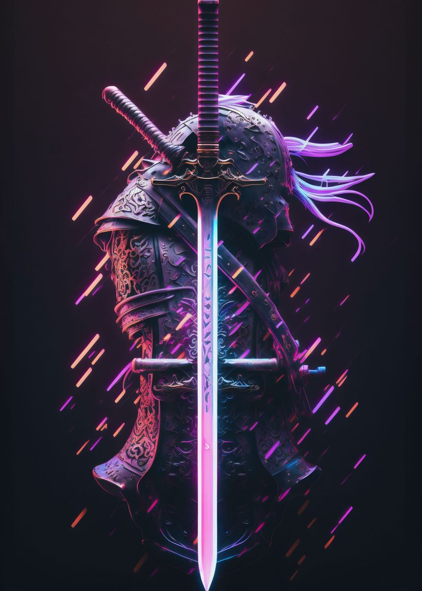 'Neon Sword' Poster, picture, metal print, paint by ImaginedArtworks ...