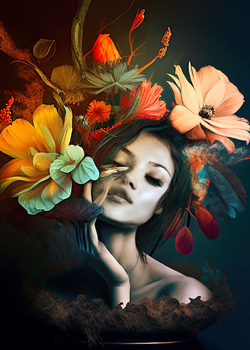 'Flower Demon' Poster, picture, metal print, paint by ohayman | Displate