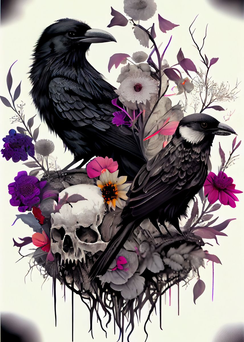'Abstract Ravens' Poster, picture, metal print, paint by Polymath ...