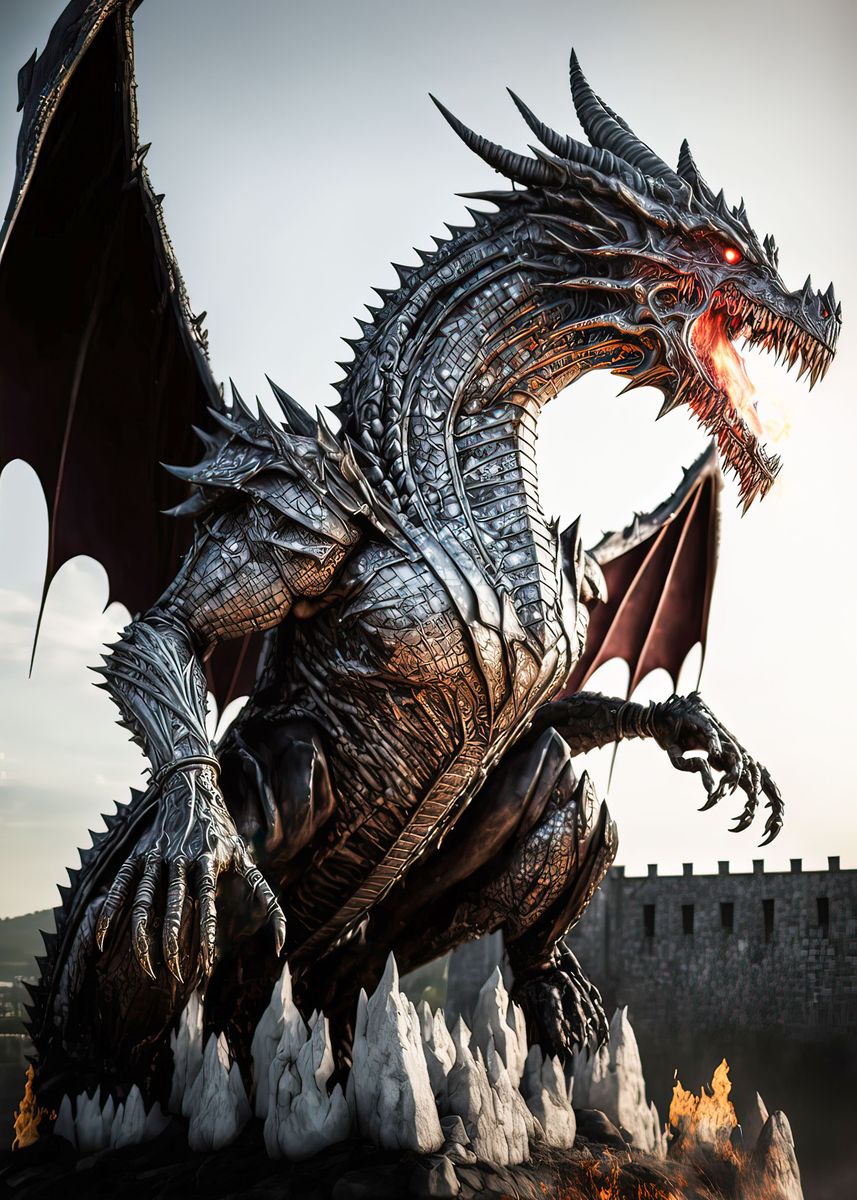 'Metallic dragon' Poster, picture, metal print, paint by Arturo Vivo ...