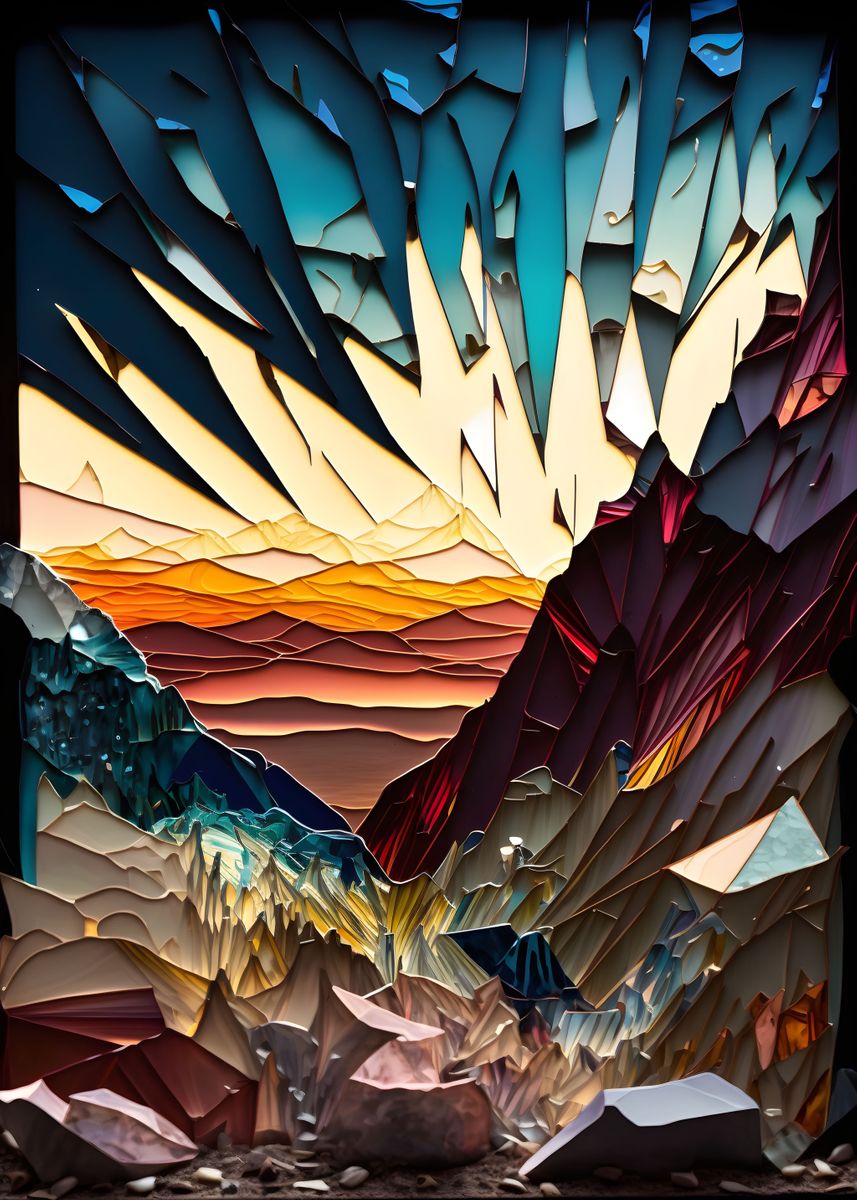 'Glass Shards Landscape' Poster, picture, metal print, paint by Alfred ...