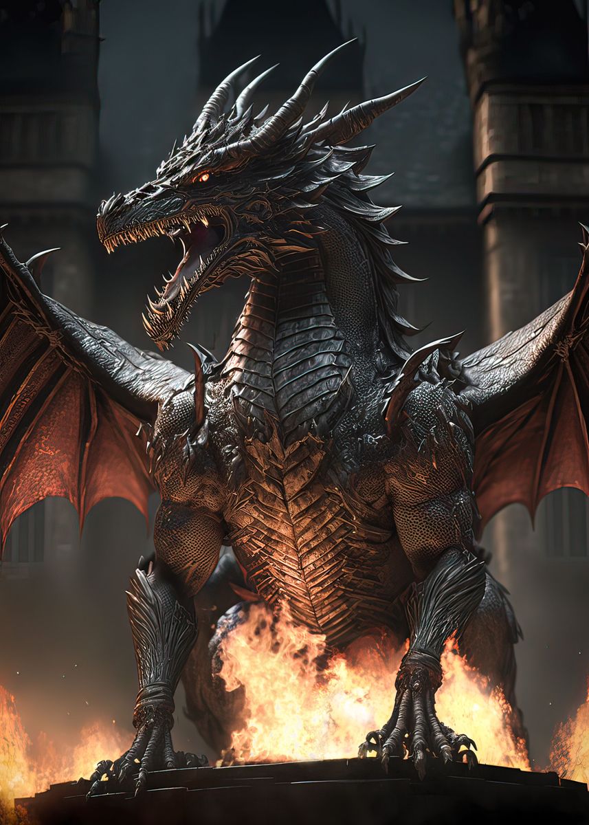 'Draconic' Poster, picture, metal print, paint by Arturo Vivo | Displate