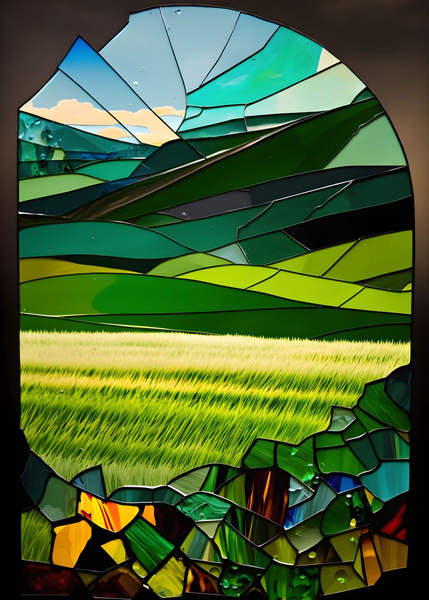 'Glass Shards Landscape' Poster, picture, metal print, paint by Alfred ...